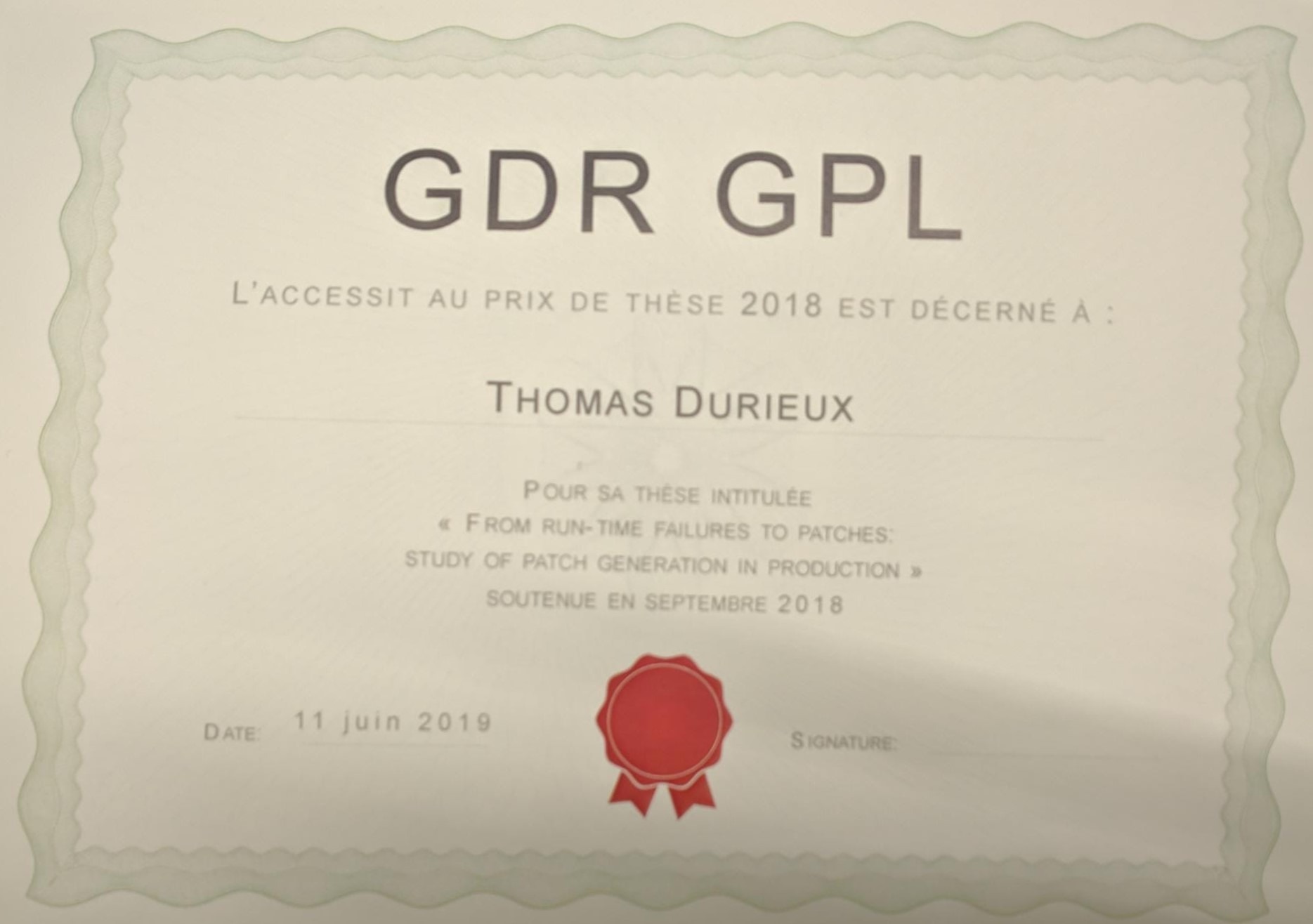 Best thesis in France - Thomas Durieux - INESC-ID