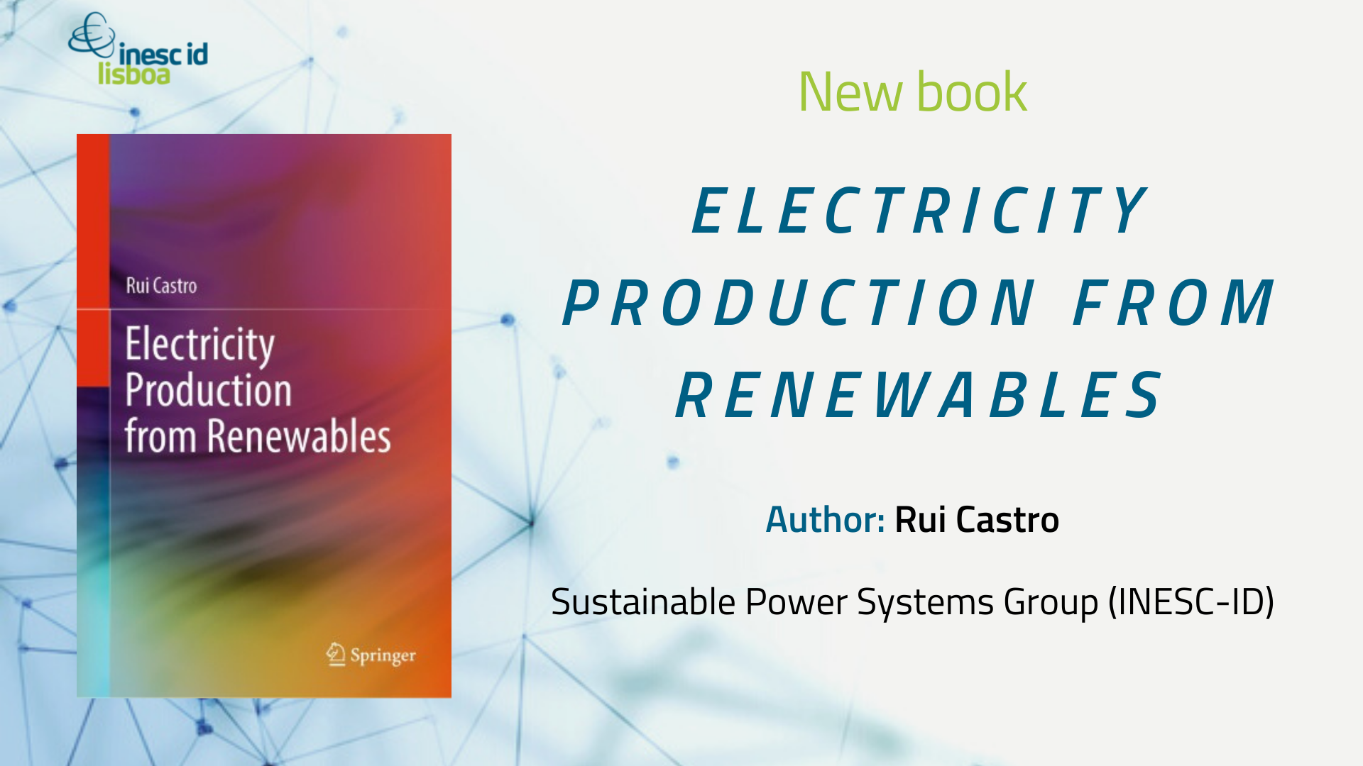 New book on electricity production from renewable energy sources - INESC-ID