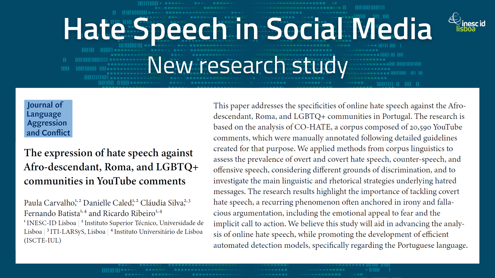 The expression of hate speech against Afro-descendant, Roma, and LGBTQ+ ...